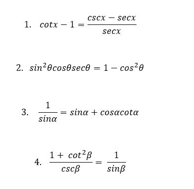 Solved Pick 2 of the 4 identities to prove. Use identities | Chegg.com