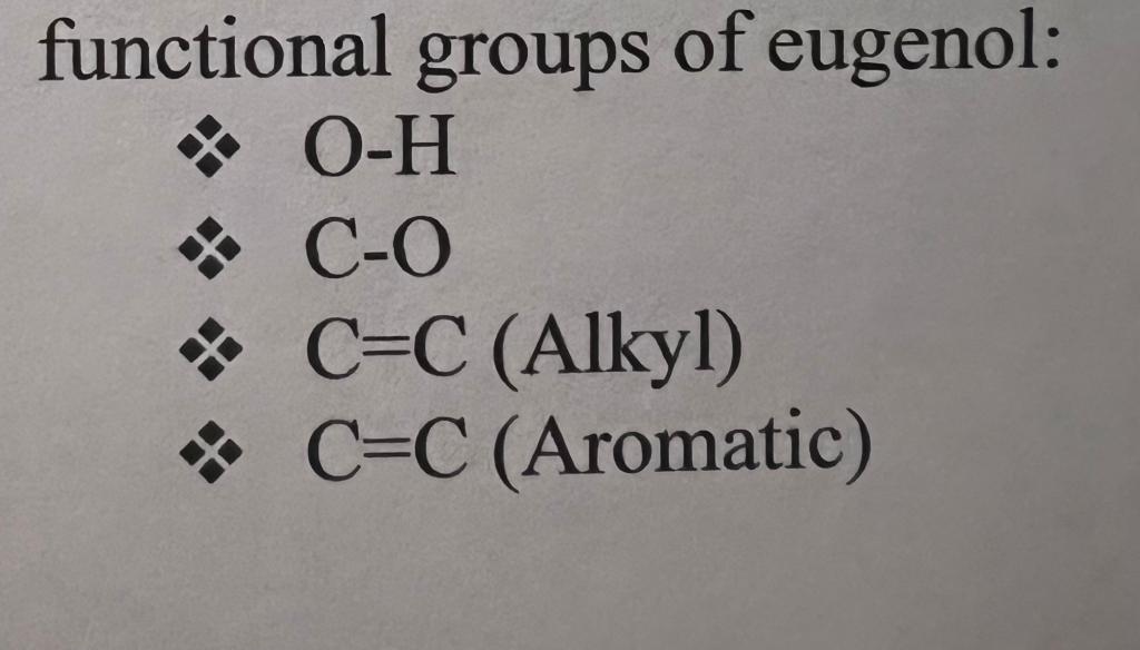 Solved functional groups of eugenol: * O-H * C-O * C=C | Chegg.com