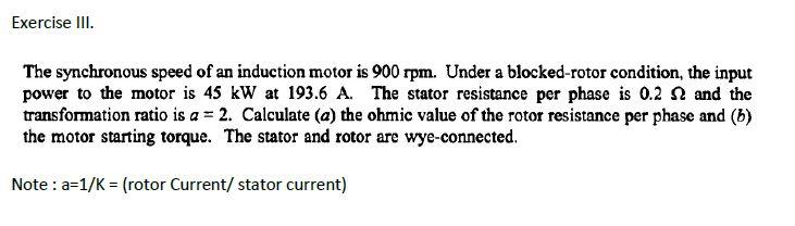 Solved The motor has a stator copper loss of 3 kW, a | Chegg.com