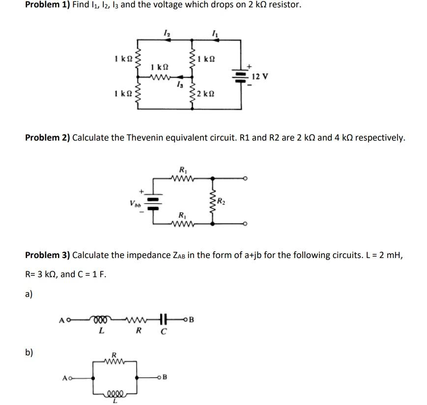 Solved Problem 1) Find 11, 12, 13 and the voltage which | Chegg.com