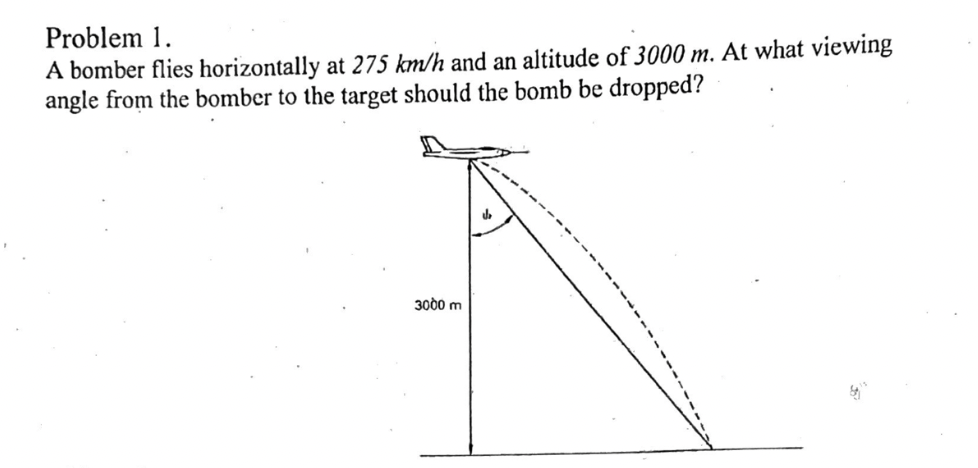 Solved Problem 1. A bomber flies horizontally at 275 km/h | Chegg.com