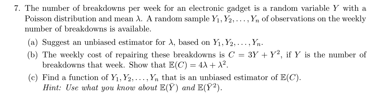 Solved The number of breakdowns per week for an electronic | Chegg.com