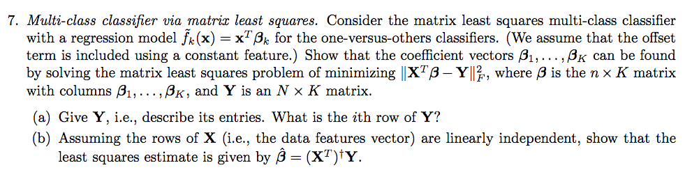 7. Multi-class classifier via matrix least squares. | Chegg.com