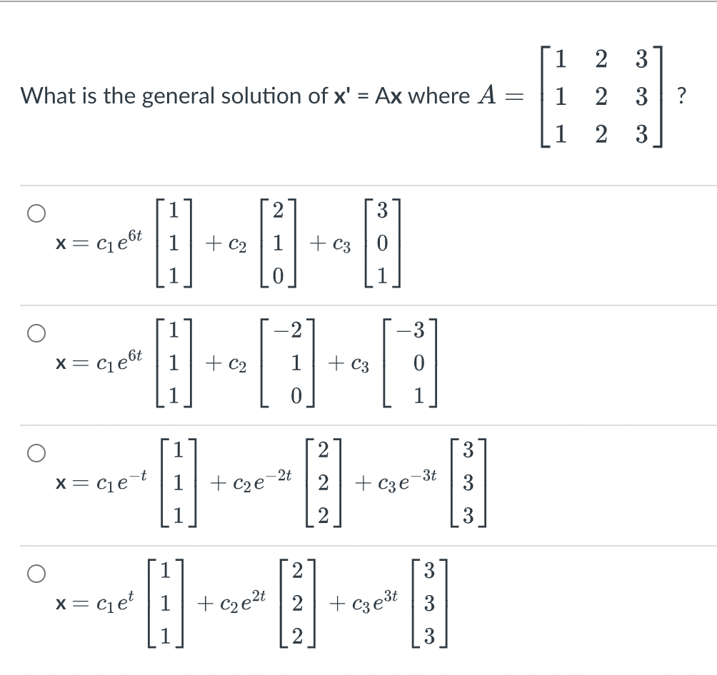 Solved What is the general solution of x′=Ax where A=[12−21] | Chegg.com