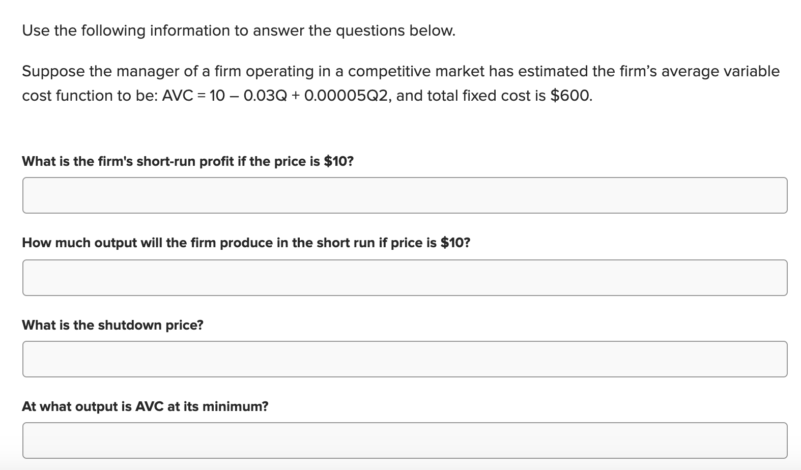 Solved Use the following information to answer the questions | Chegg.com