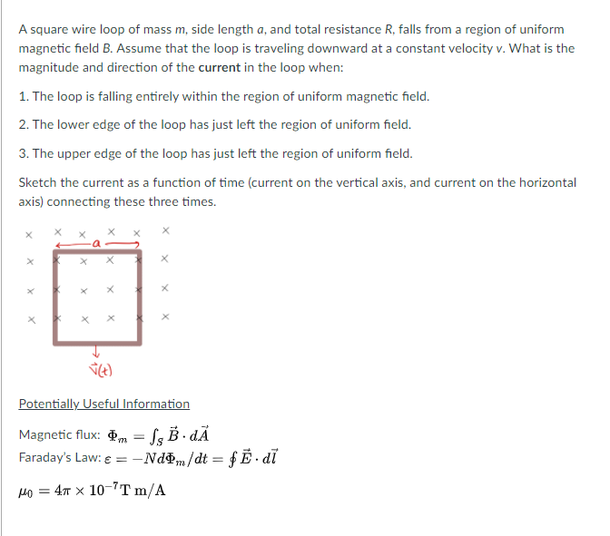 Solved A square wire loop of mass m, side length a, and | Chegg.com