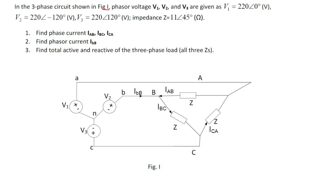 Solved In the 3-phase circuit shown in Figi, phasor voltage | Chegg.com