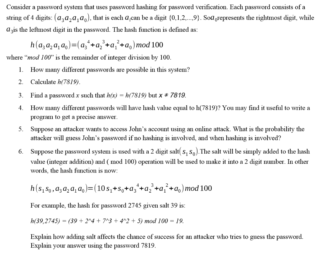 Solved Consider Password System Uses Password Hashing Pas solved-consider-password-system-uses-password-hashing-pas