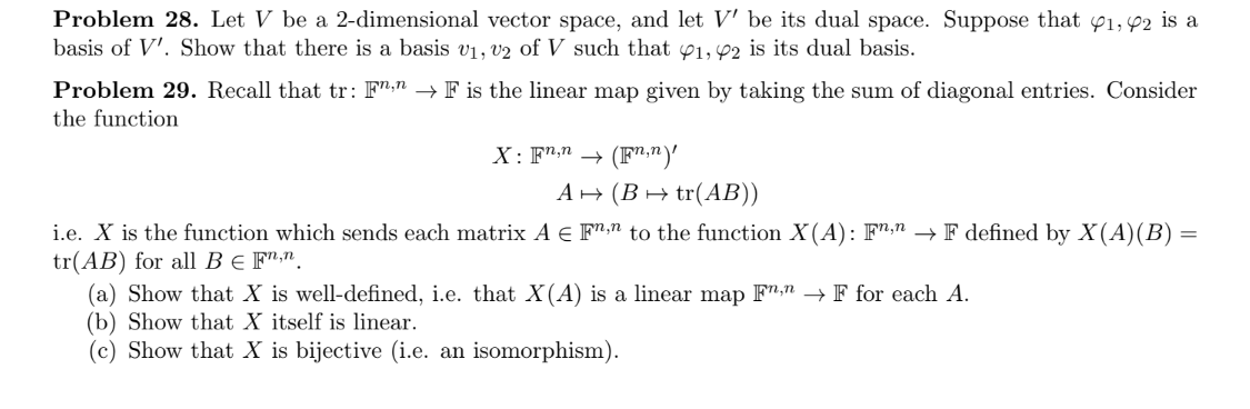 Solved Problem 28. Let V be a 2-dimensional vector space, | Chegg.com