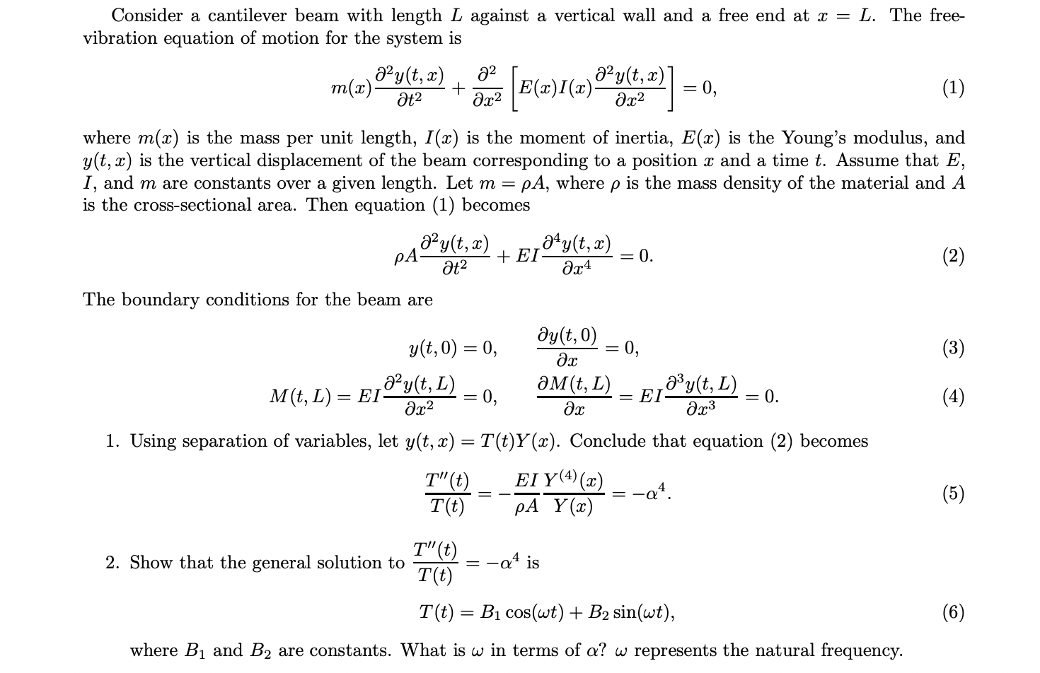 Solved Consider a cantilever beam with length L against a | Chegg.com