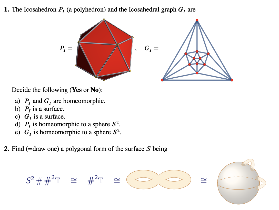 Solved 1. The Icosahedron PI (a polyhedron) and the | Chegg.com