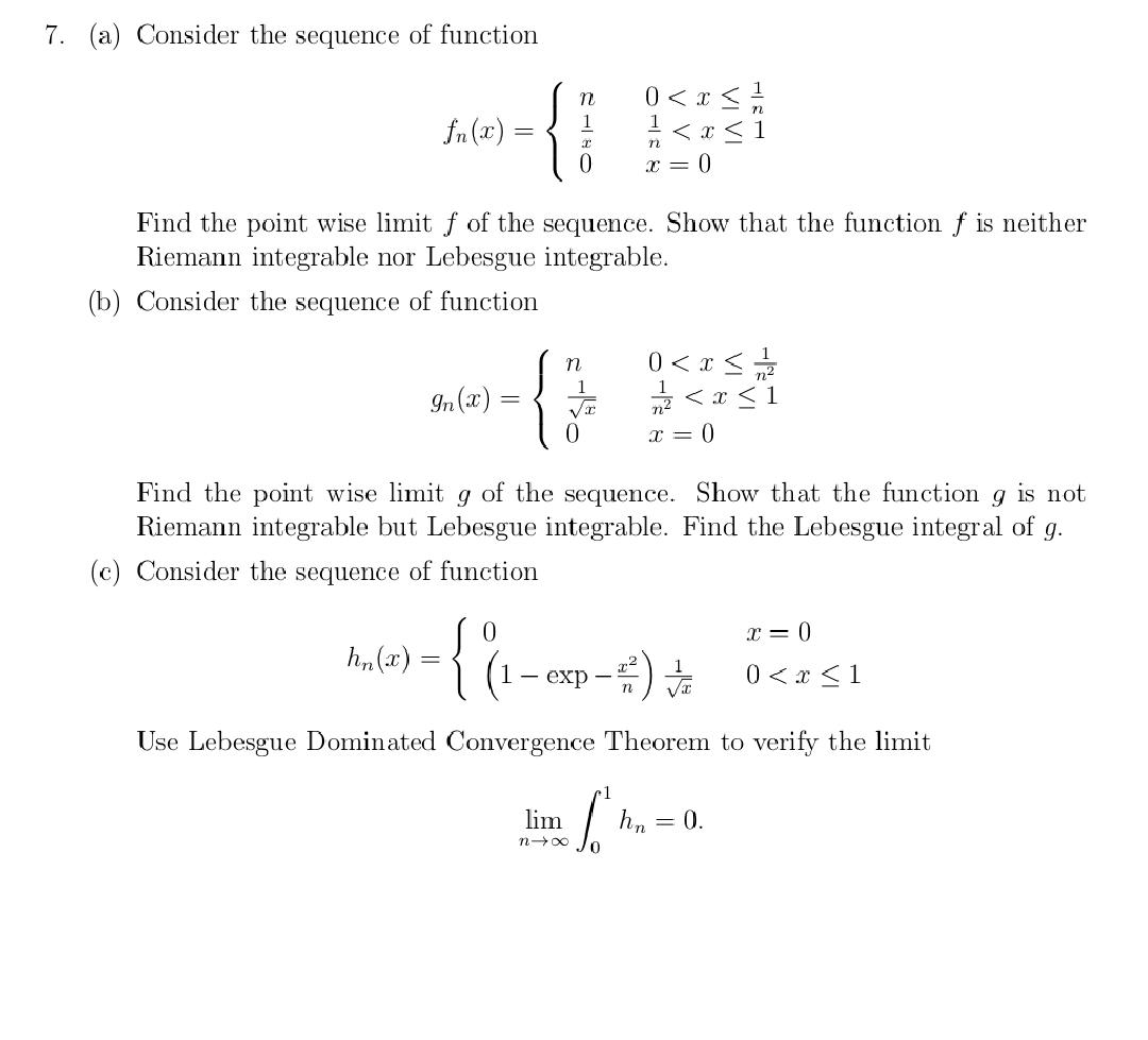 Solved 7. (a) Consider the sequence of function | Chegg.com