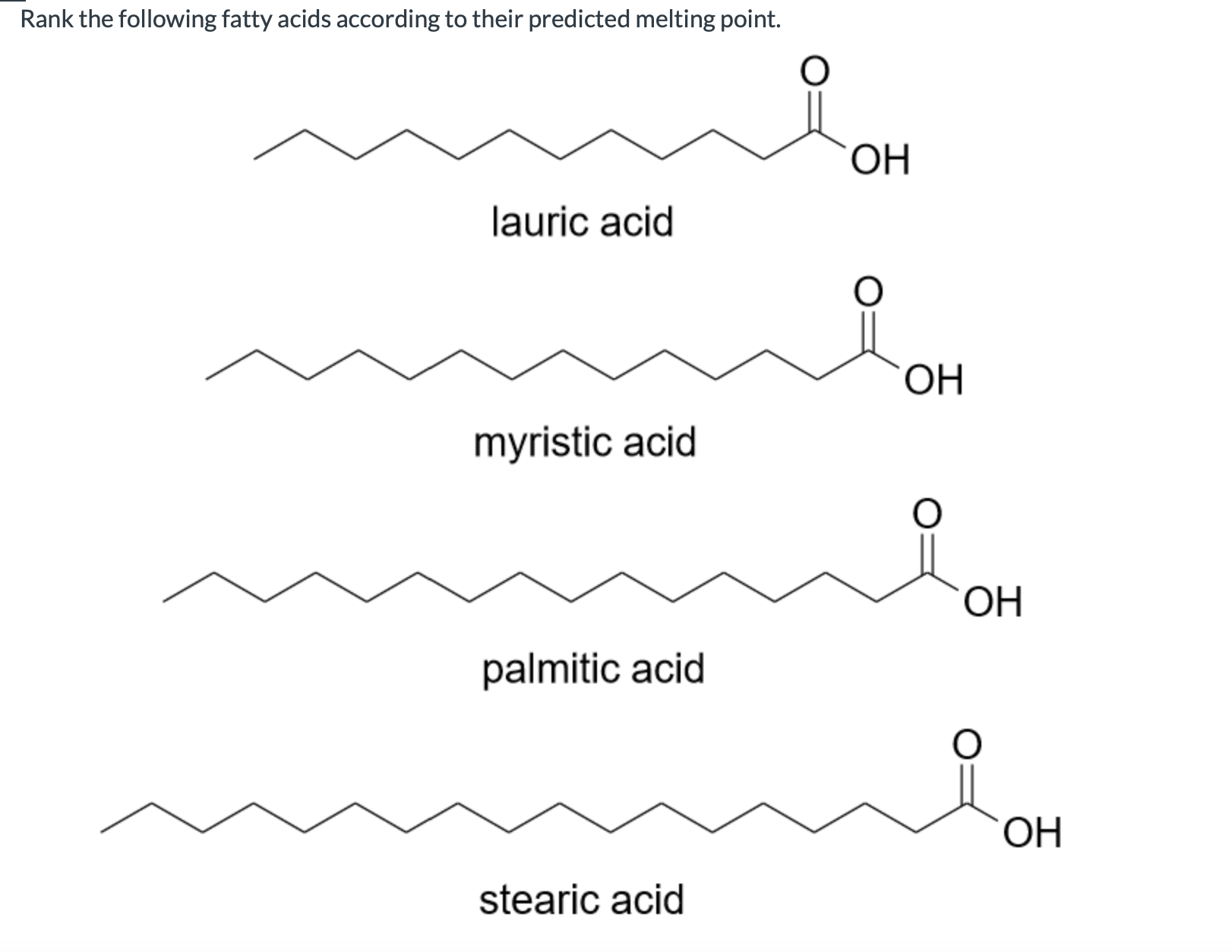 Solved Rank the following fatty acids according to their | Chegg.com