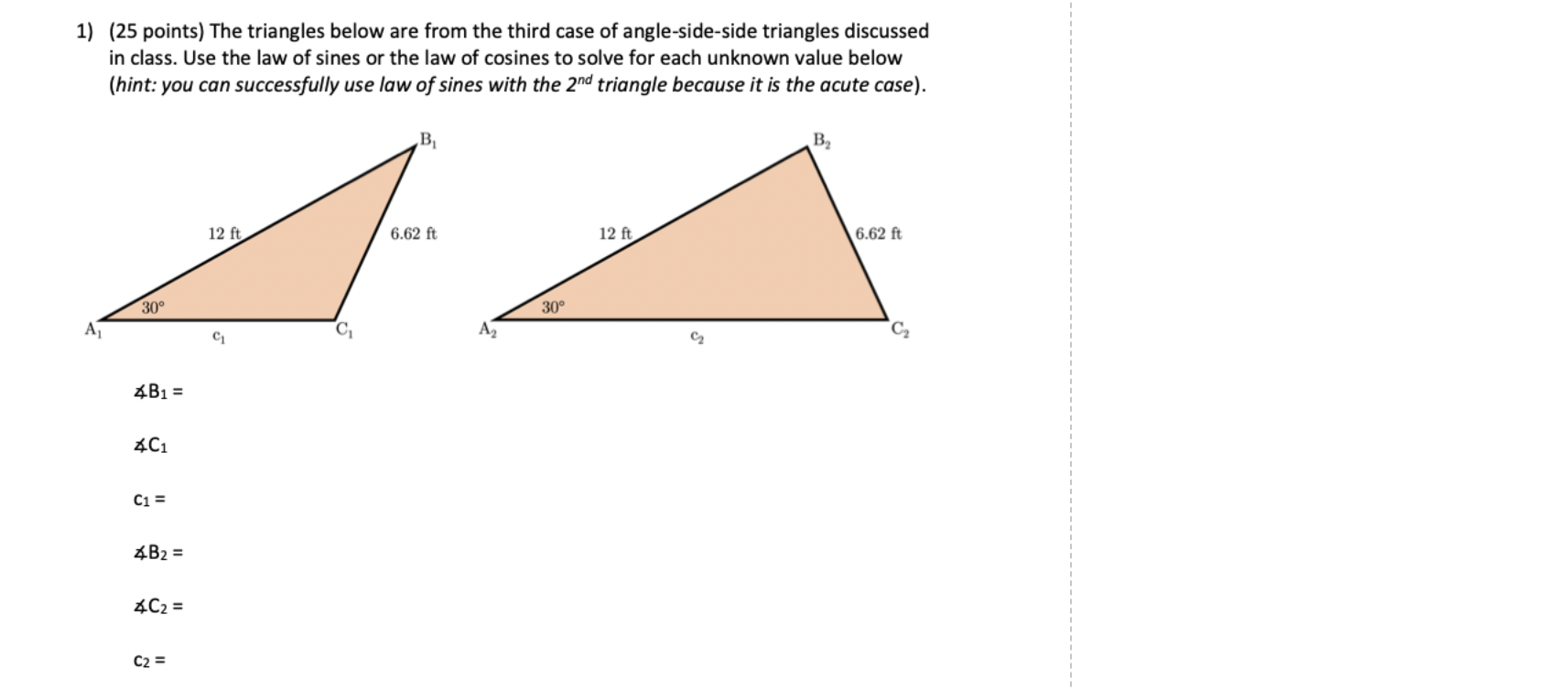 Solved 1) (25 points) The triangles below are from the third | Chegg.com