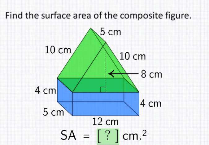 Solved Find the surface area of the composite figure. 5 cm | Chegg.com