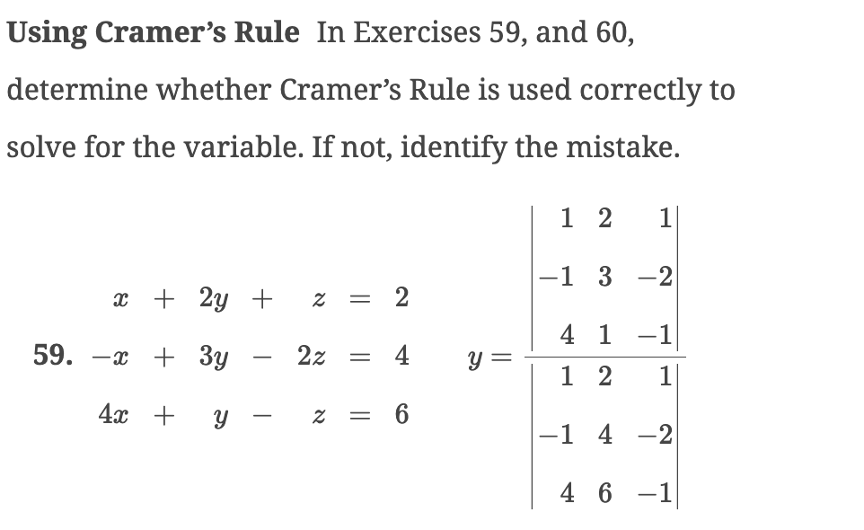 Using Cramer's Rule In ﻿Exercises 59, ﻿and | Chegg.com