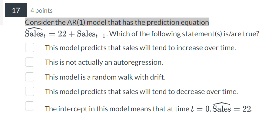 Solved Consider the AR(1) model that has the prediction | Chegg.com