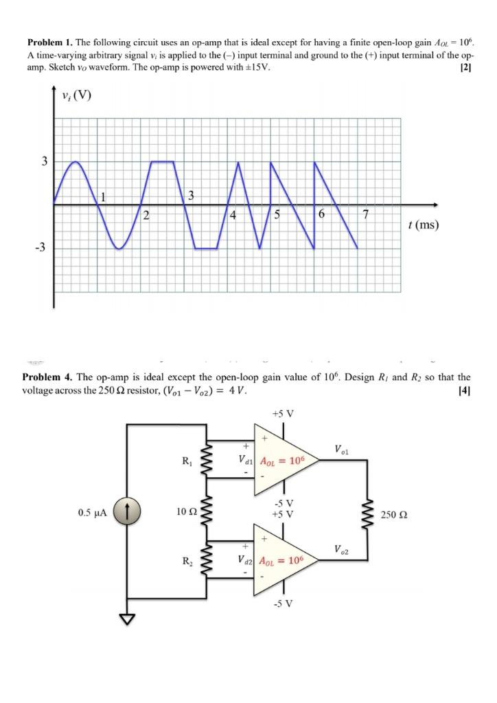 Solved Problem 1. The following circuit uses an op-amp that | Chegg.com
