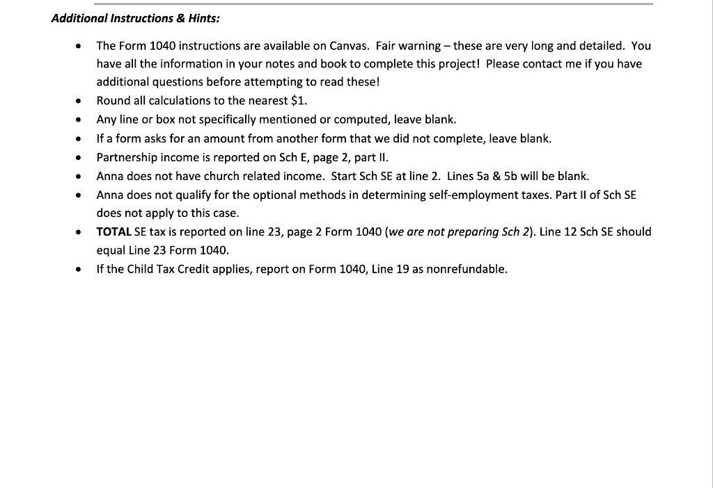 Solved Required: Prepare Form 1040, Sch. 1, Sch. A, Sch. E | Chegg.com
