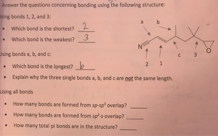 Solved Answer the questions concerning bonding using the | Chegg.com