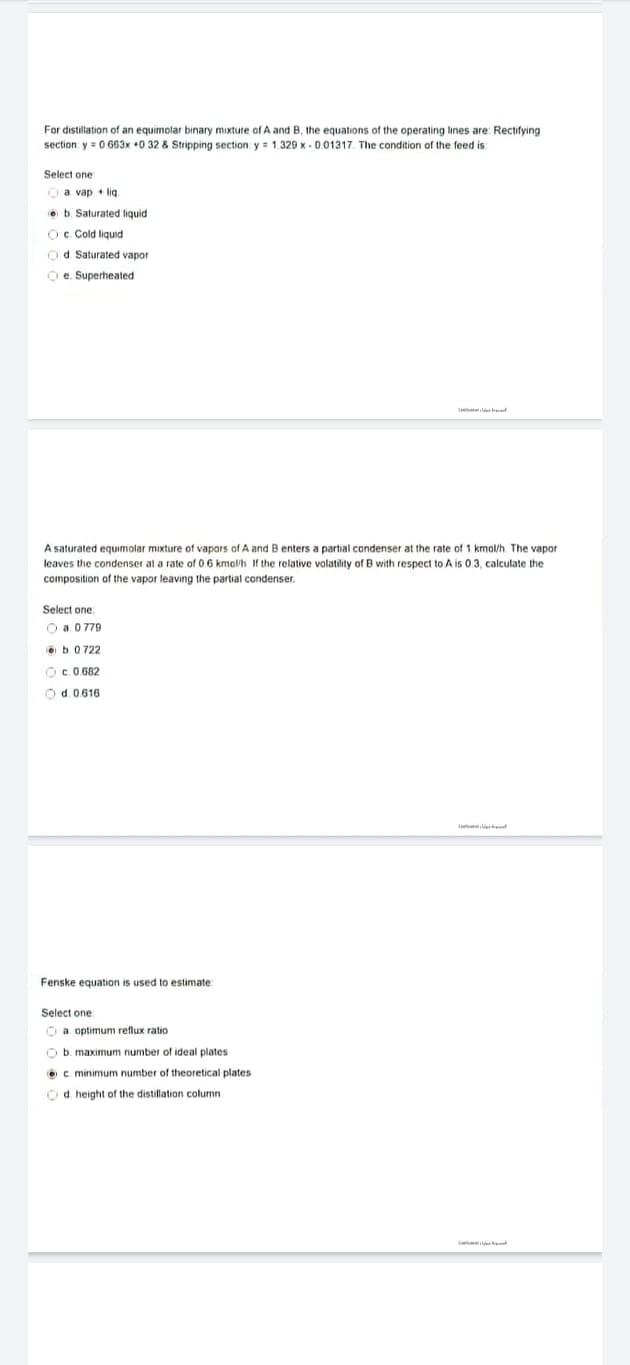 Solved For distillation of an equimolar binary mixture of A | Chegg.com