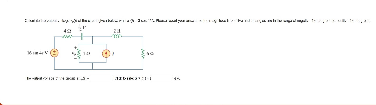 Solved Calculate the output voltage volt) of the circuit | Chegg.com