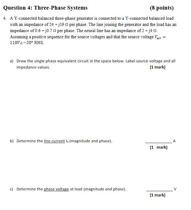 Solved Question 4: Three-Phase Systems (8 points) 4. A | Chegg.com