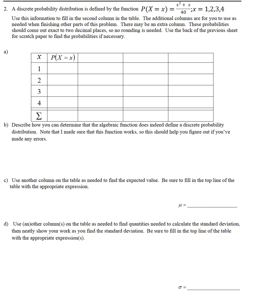 Solved A discrete probability distribution is defined by the | Chegg.com