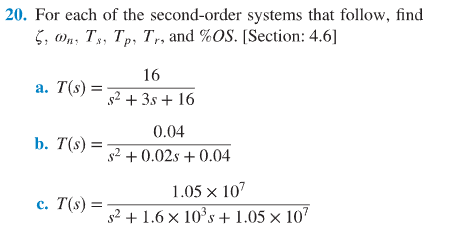 Solved 20. For each of the second-order systems that follow, | Chegg.com