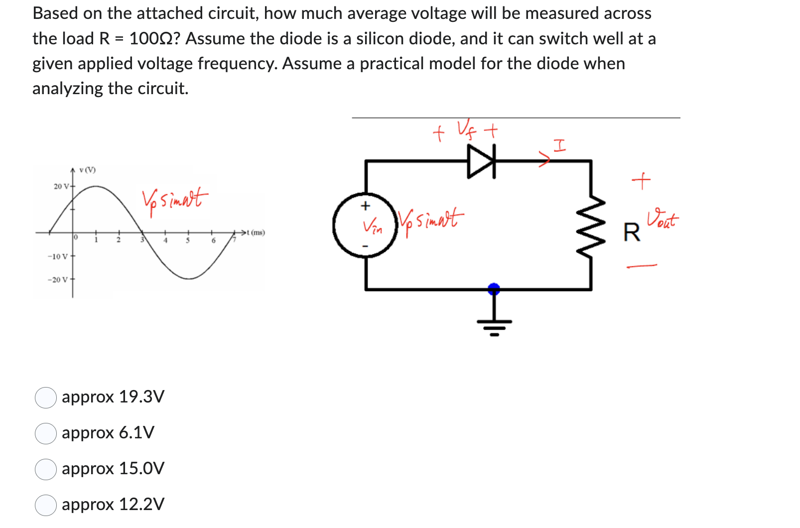 Solved Based on the attached circuit, how much average | Chegg.com