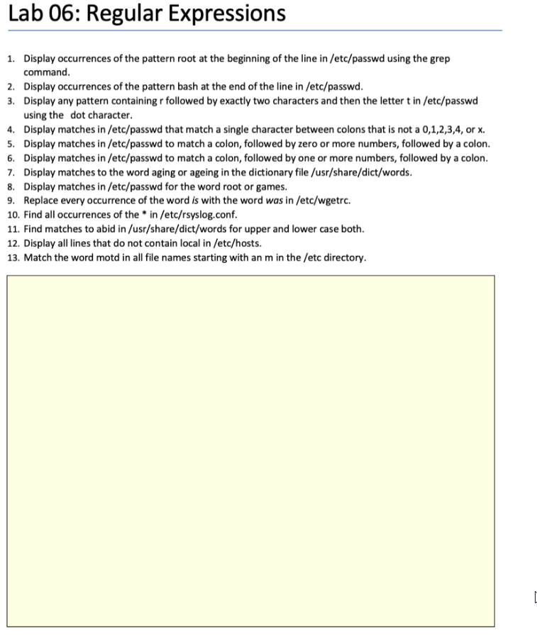 Solved 1 Display Occurrences Of The Pattern Root At The 