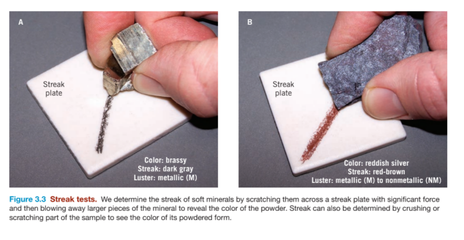 Luster The appearance of a mineral's surface in | Chegg.com