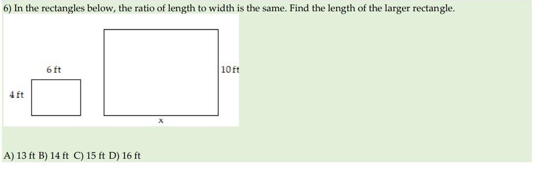 Solved 6) In the rectangles below, the ratio of length to | Chegg.com