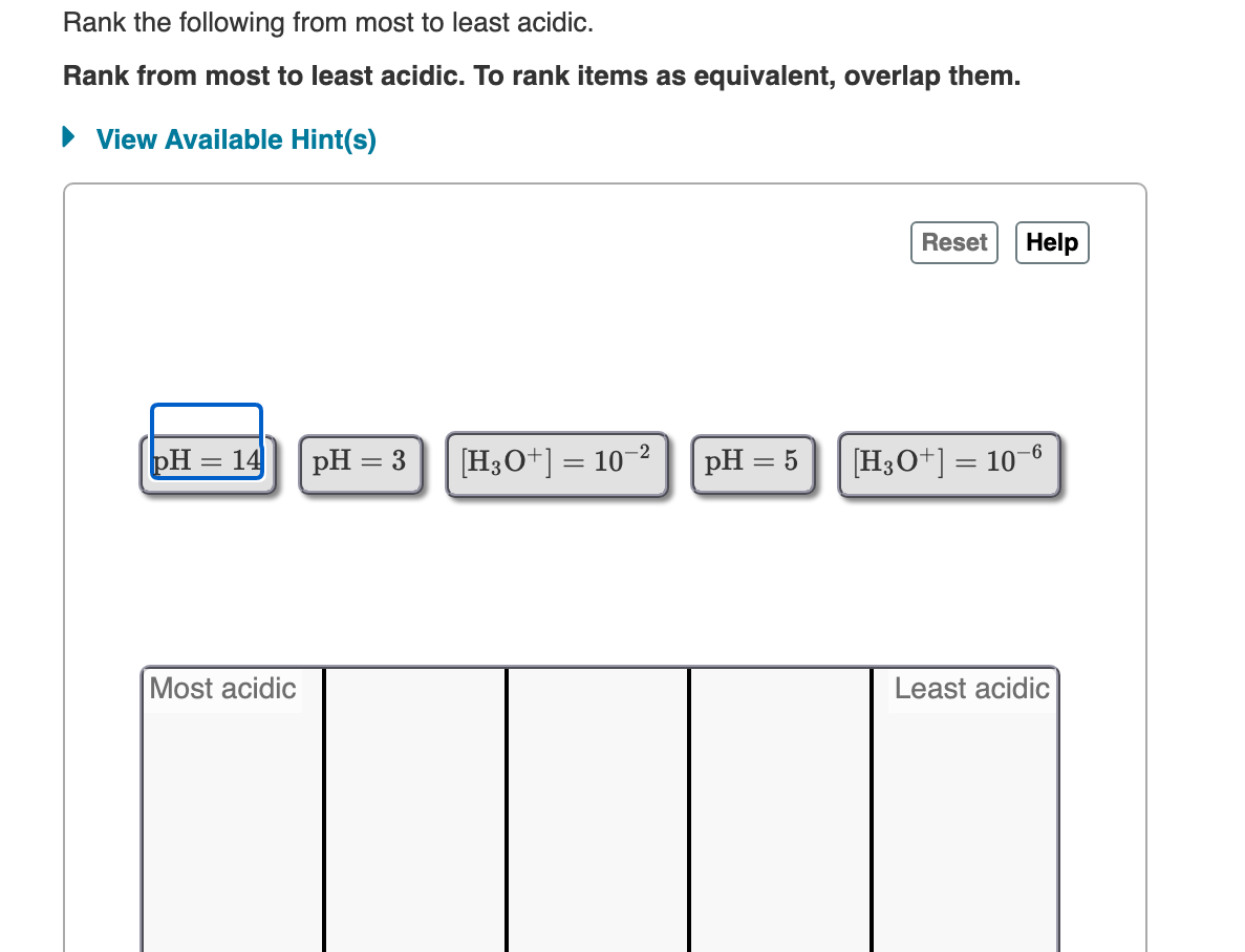 Solved Rank the following from most to least acidic. Rank | Chegg.com