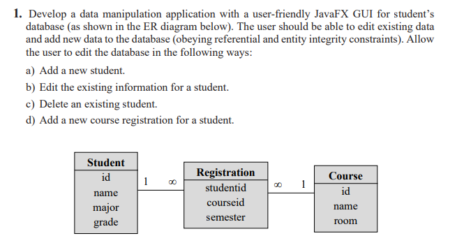 Solved 1. Develop a data manipulation application with a | Chegg.com