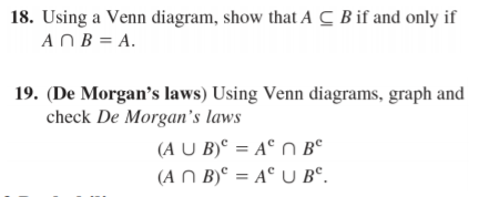 Solved 18. Using a Venn diagram, show that A CB if and only | Chegg.com