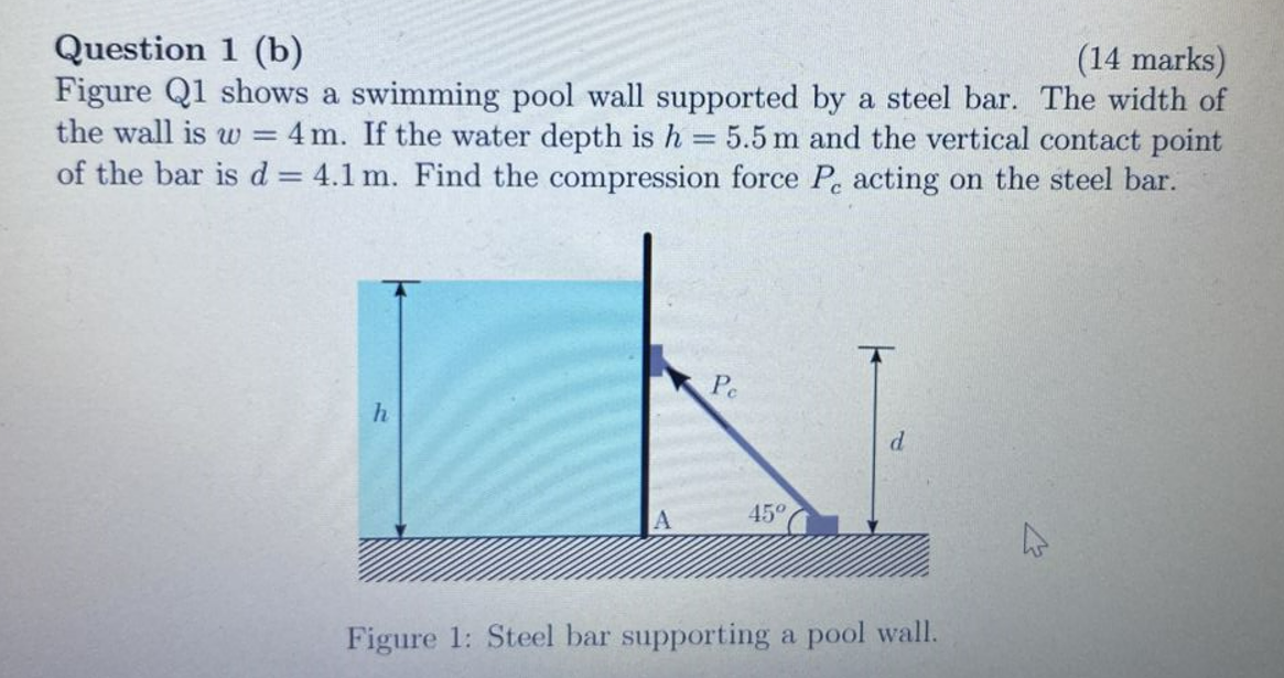 Solved Question 1 (b) (14 marks) Figure Q1 shows a swimming | Chegg.com