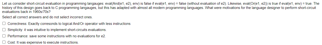 Solved Let us consider short-circuit evaluation in | Chegg.com