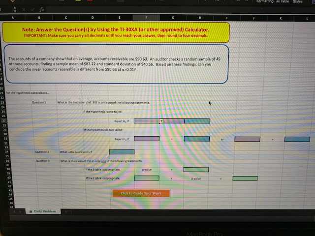 Solved Formatting as Table Styles Note: Answer the | Chegg.com