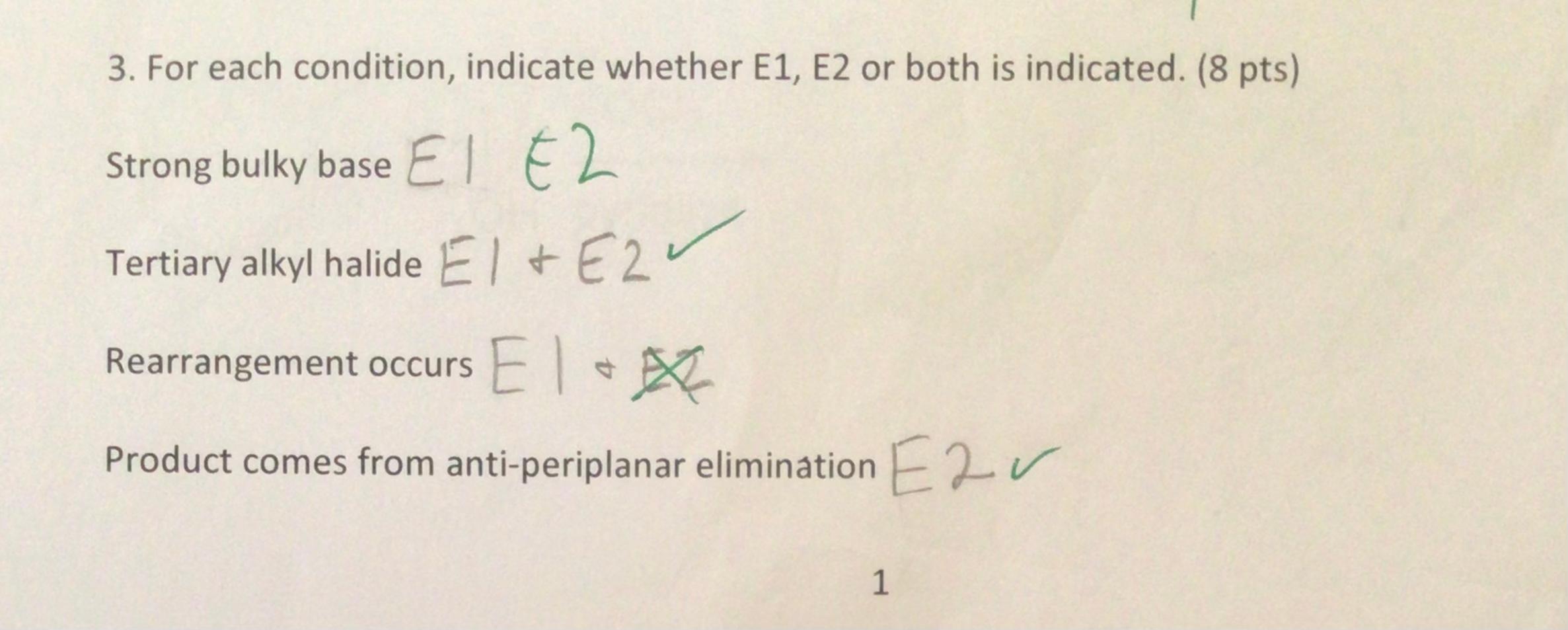 Solved 3. For each condition, indicate whether E1, E2 or | Chegg.com