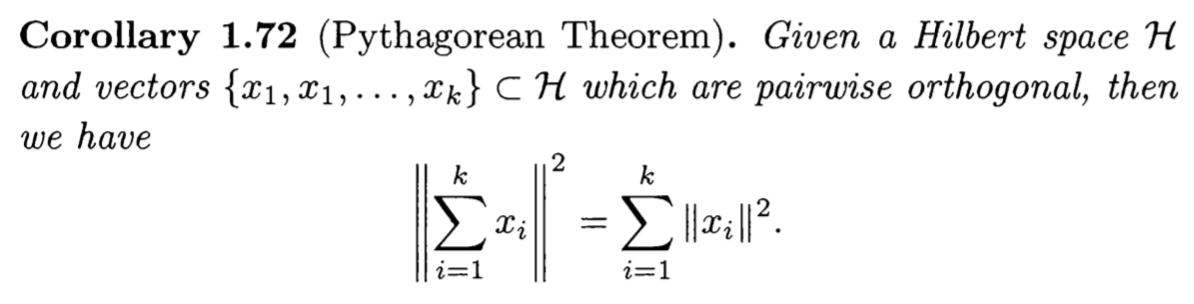 Solved Corollary 1.72 (Pythagorean Theorem). Given a Hilbert | Chegg.com
