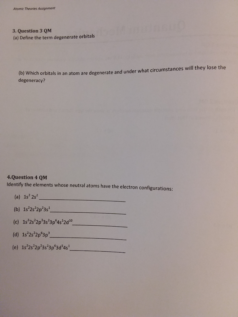 Solved Define degenerate orbitals. Which orbitals in an atom | Chegg.com