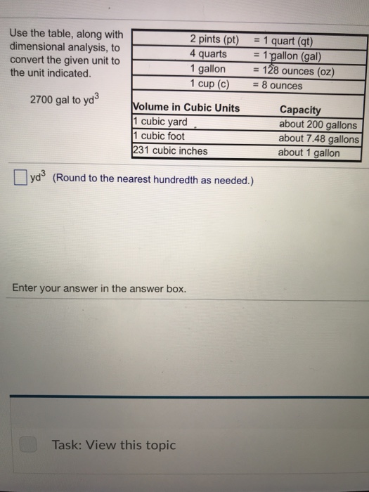 Solved Use the table, along with dimensional analysis, to | Chegg.com