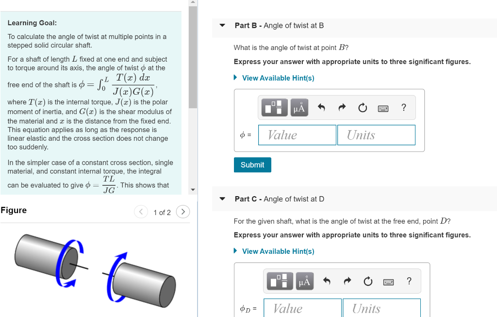 Solved Review Learning Goal: To calculate the angle of twist | Chegg.com