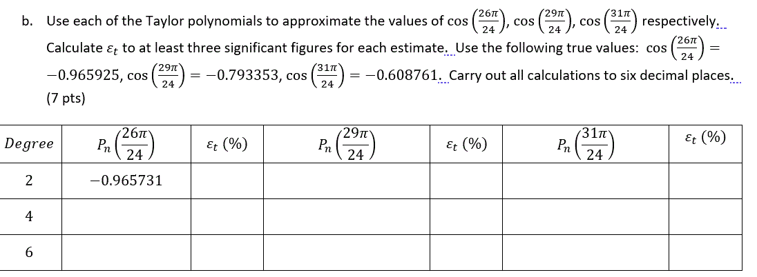 Solved (267 12971 24 cos COS 3171 24 24 b. Use each of the | Chegg.com