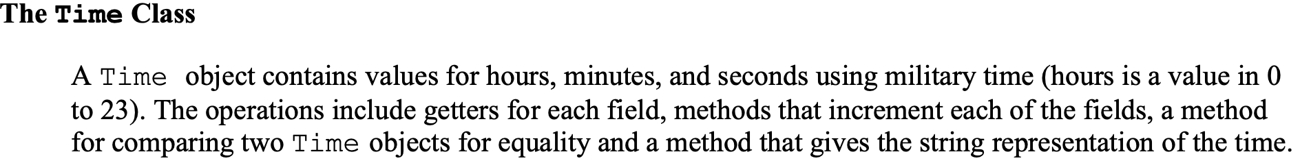 Solved lic class Time private int hours; private int | Chegg.com