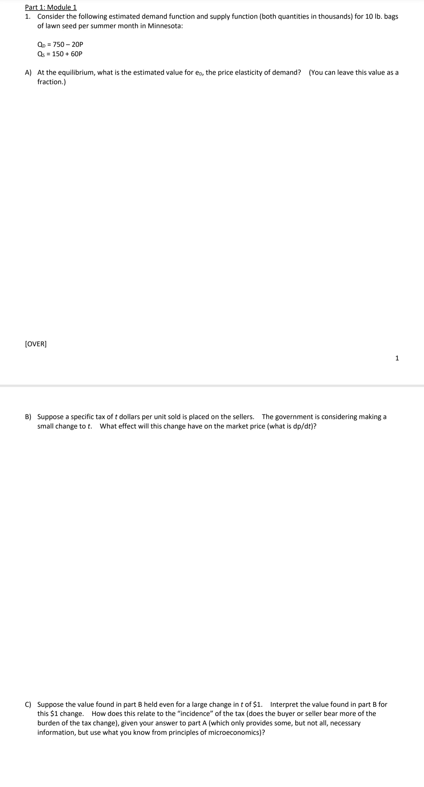 Solved Consider the following estimated demand function and | Chegg.com