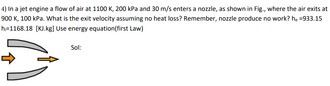 Solved 4) In a jet engine a flow of air at 1100 K, 200 kPa | Chegg.com