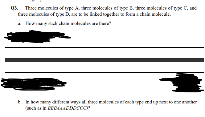 Solved Q3. ﻿Three molecules of type A, ﻿three molecules of | Chegg.com