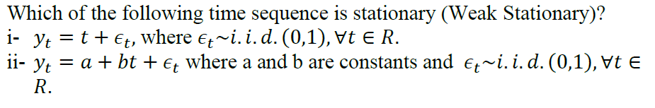 Solved Which of the following time sequence is stationary | Chegg.com